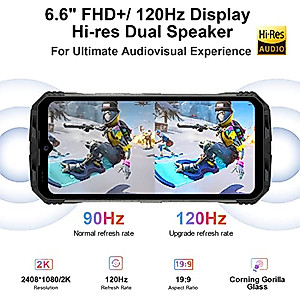 DOOGEE V30 Rugged Smartphone(2023), eSIM Dual 5G 15GB+256GB Rugged Phone Unlocked, 6.6" FHD+ /120Hz Rugged Cell Phone, Dual Hi-Res Speakers, Android 12, 108MP Triple Camera, Night Vision, NFC, OTG