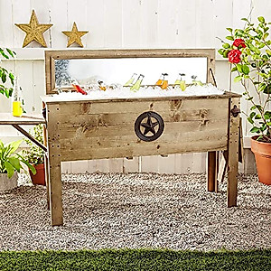 BACKYARD EXPRESSIONS PATIO · HOME · GARDEN 913284-NM Outdoor Beverage Cooler for Patio-87 Qt. w/Folding Side Tables-Rustic Brown-Backyard Expressions, 87 Quart, Natural Wood