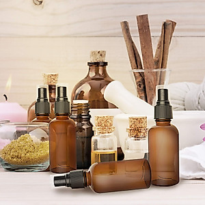 Nylea 8 Pack Amber Spray Bottles 2oz - [THE PERFECT SPRAY] - Empty Glass Bottles For Cleaning Solutions - Best Refillable MIST SPRAY Pack Perfume Atomizer [2oz]