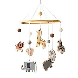 Jungle Animals Crib Mobile - Baby Mobile for Crib - Woodland Nursery Room Decor - Handmade Baby Gifts Nursery Mobiles for Baby Boys & Girls (Zoo Mobile)