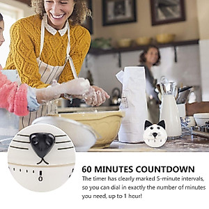 HEMOTON Kitchen Timer Animal Cat Timer for Children Baking and Boiling Egg Wind Up 55 Minutes Timer Home Baking Steaming Manual Timer