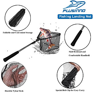 PLUSINNO Fishing Net Fish Landing Net, 263pcs Fishing Tackle Kit with Tackle Box