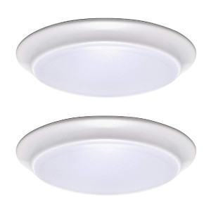 LIT-PaTH LED Flush Mount Ceiling Lighting Fixture, Dimmable 7 Inch 11.5W 900 Lumen, Aluminum Housing Plus PC Cover, Damp Location Rated for Bathroom, 5000K, 2-Pack