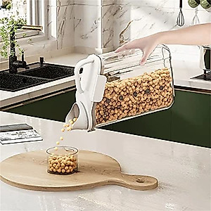 Airtight Rice Storage Barrel, BPA Free Plastic Dry Food Container Cereal Storage Bin with Pouring Spout, Measuring Cup Food Dispenser for Cereal Beans Flour Sugar for Flour,Sugar,Grain,Rice (WHITE/2800ML)