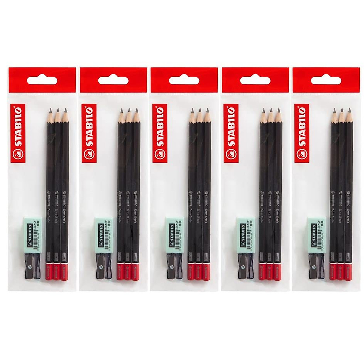 STABILO Graphite Pencil Exam Grade Graphite Pencil 2B + Eraser + Sharpener (Grab 2 GO)