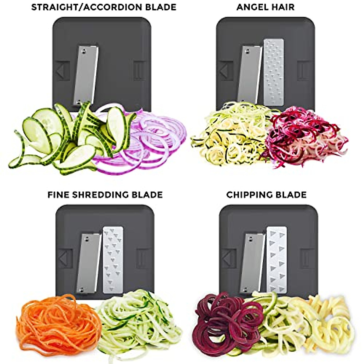 Mueller Pro Multi-Blade Spiralizer, Zucchini Noodle Maker, Vegetable Slicer Zester Chopper Dicer, ProQuality, Only Model to Make Round Veggie Pasta, Not Flat Julienne Noodles