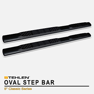 Stehlen 733469497127 Compatible with 1999-2016 Ford F250 / F350 / F450 / F550 Superduty Super (Extended) Cab 5" Oval Side Step Nerf Bars - Matte Black