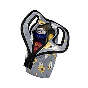 senya Lunch Bag Cute Hamster And Sunflower Printed Neoprene Tote Reusable Insulated Gourmet Lunchbox Container Organizer School Picnic Carrying For Men, Women, Adults, Kids, Girls, Boys