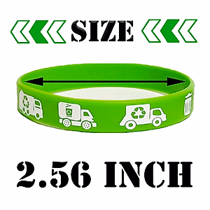 ATSMOICY 48 Garbage Truck Themed Party Silicone Wristband Bracelets - Rubbish truck Themed Baby Shower Birthday Waste Management Recycling Party Supplies Decorations Favors Rubber Bracelet