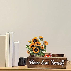 MEGREZ Bathroom Decor Box Bathroom Tray, 2 Sides Funny Saying Toilet Paper Holder, Rustic Wooden Farmhouse Decor Storage Box for Bathroom, Counter, Kitchen, Home Decor Paper Box, Wash Your Hands