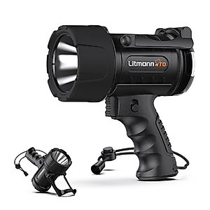Litmann Pro Outdoor Portable Mini Handheld LED Outdoor Spotlight, 500 Lumens Flashlight IP67 Water Proof Marine Spot Lights for Boat, Hiking, Farm, Emergency, Power Outages Searchlight