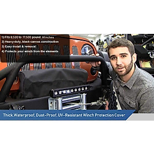 Winch Cover, Heavy Duty Waterproof Dust-Proof Winch Protection Cover, Ideal for Electric Winches 8500-17500 lbs, Indoor/Outdoor (21.5” x 9.5” x 7.5”) - Black