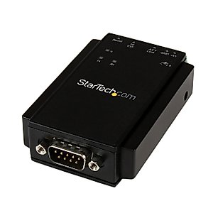 StarTech.com 1 Port RS-232 Serial to IP Ethernet Device Server - DIN Rail Mountable - Serial Device Server - Serial Over IP Device Server (NETRS232), Black