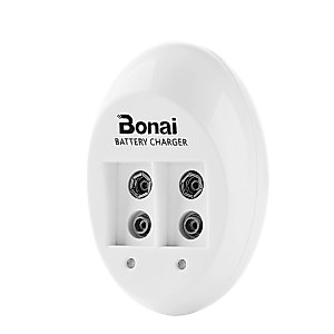 BONAI 9V Charger,2 Bay Independent Smart Battery Charger for 9V Rechargeable Li-ion & Ni-MH Batteries