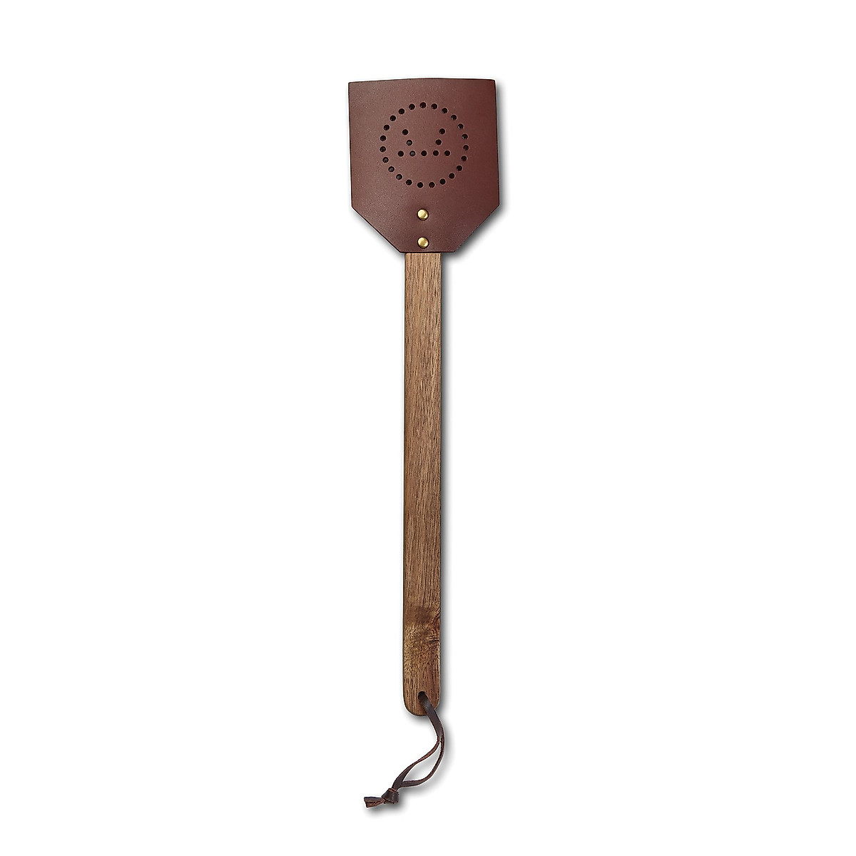 Outset 76616 Acacia Wood and Leather Amish-Style Fly Swatter, 17.5", Brown