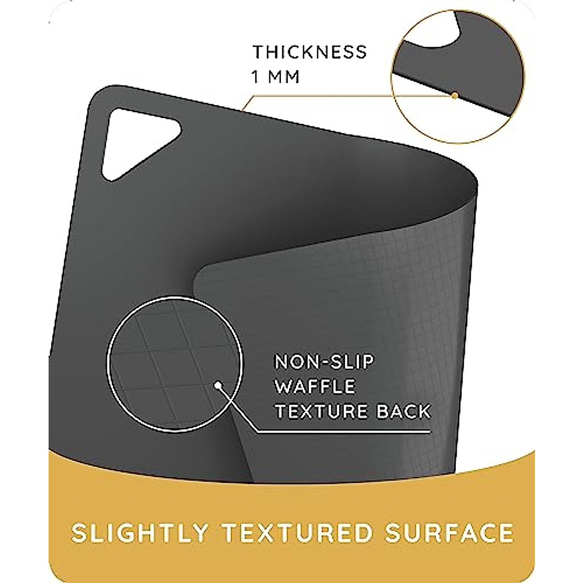 Extra Thin Flexible Cutting Boards for Kitchen - Cutting Mats for Cooking, Colored Cutting Mat Set with Easy-Grip Handles | Non Slip Cutting Sheets, Flexible Plastic Cutting Board Set of 3 (15"x12")