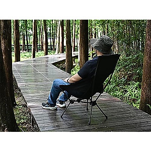 MARCHWAY Lightweight Folding High Back Camping Chair with Head Support, Stable Portable Compact for Outdoor Camp, Travel, Beach, Picnic, Festival, Hiking, Backpacking (Black)