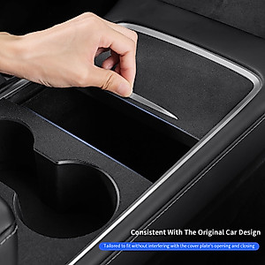 ushilife Armrest Cover Center Console Armrest Box Case Protector Lid Pad + Center Console Wrap Kit for Tesla Model 3 Model Y 2017-2020 Alcantara Suede Fabric Interior Decoration