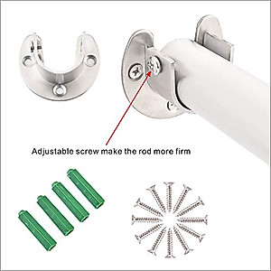 Closet Rod Brackets Heavy Duty Stainless Steel Closet Rod Holder U Shape Socket Bracket End for Shower Rod Holder Closet Rar Bracket Closet Pole Socket 1 inch Curtain Rod Bracket with Screws 2 Sets