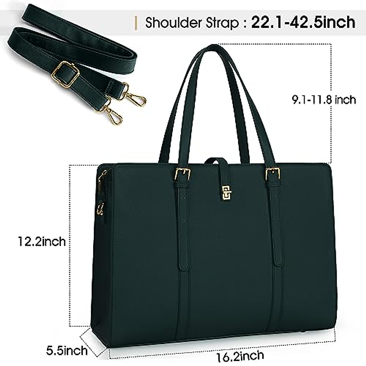 IGOLUMON Laptop Bag for Women 15.6 Inch Leather Laptop Tote Bag Waterproof Womens Work Shoulder Bag Professional Computer Briefcase Business Office Bag Large Capacity Fashion Handbag