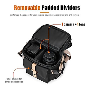 Cwatcun Compact Waterproof Camera Bag Small Shoulder Camera Messenger Bag with Tripod Holder, Travel Expansion Photography Bag for Canon, Nikon, Sony, Fuji DSLR SLR Mirrorless Camera, Lens