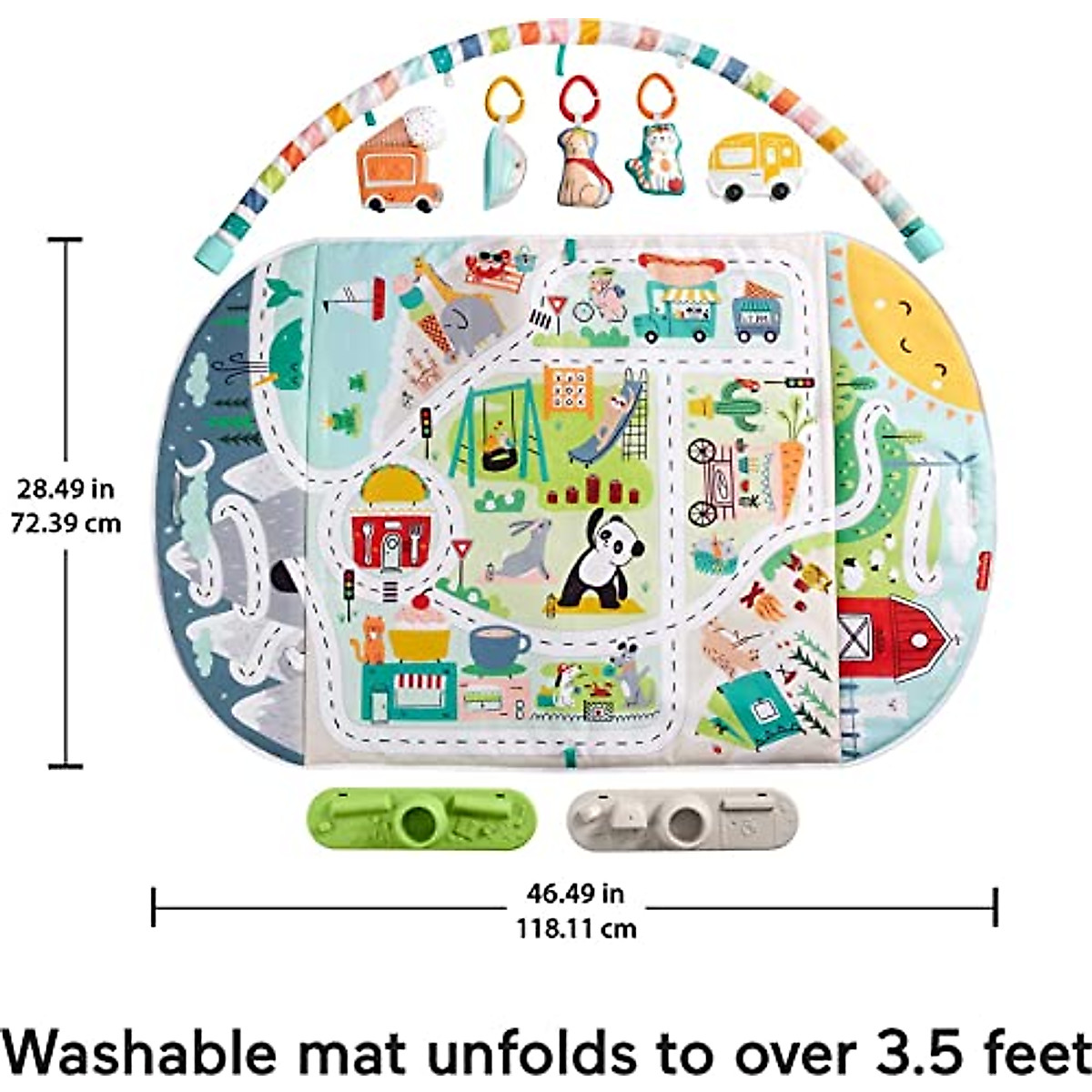 Fisher-Price Activity City Gym to Jumbo Playmat, Infant to Toddler Activity Gym with Music, Lights, Vehicle Toys and Extra-Large playmat