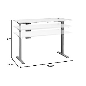 Bush Business Furniture Move 60 Series Height Adjustable Standing Desk, 72W x 30D, White with Cool Gray Metallic Base