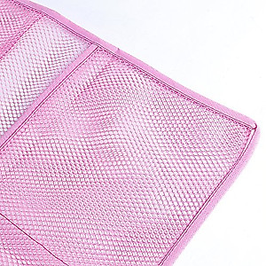 ALYER 6 Storage Pockets Hanging Mesh Shower Caddy,Space Saving Bathroom Accessories and Quick Dry Bath Organizer,Pink