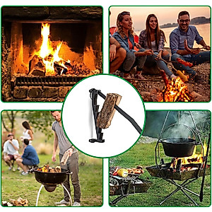 ABX Kindling Splitter, Log Splitter, Wood Splitter Cutter Heavy Duty, Wall Mounted Carbon Steel Firewood Splitter, with Firewood Storage Bag*1, Storage Loop*1, Gloves*2