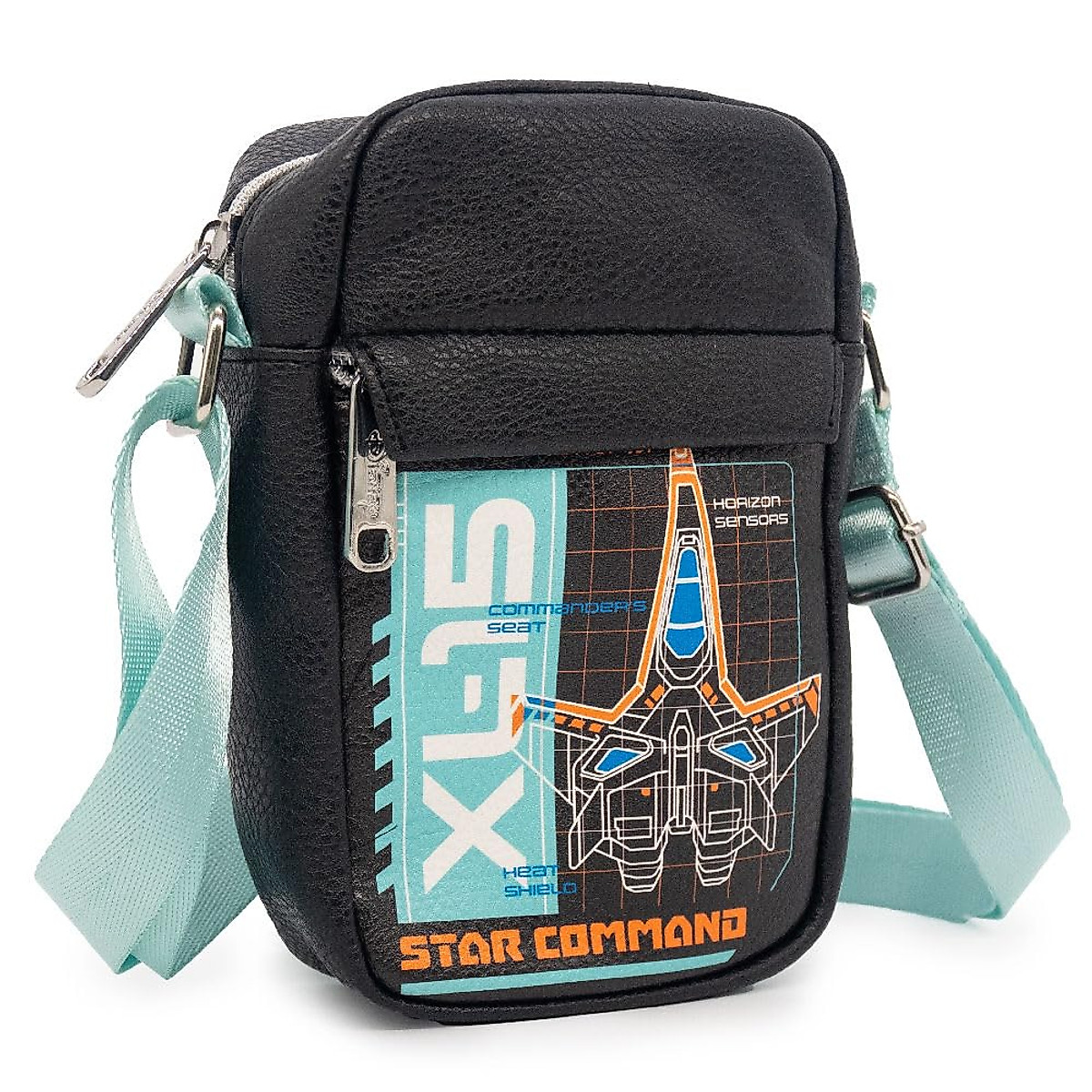 Disney Bag, Crossbody, Pixar, Lightyear Star Command XL 15 Spaceship Schematic, Black, Vegan Leather