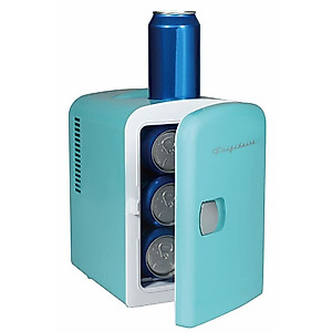 Frigidaire BLUE EFMIS149_AMZ Mini Portable Compact Personal Cooler Fridge, 4 Liter Capacity Chills Six 12 oz Cans, 100% Freon-Free & Eco Friendly, Includes Plugs for Home Outlet, standard