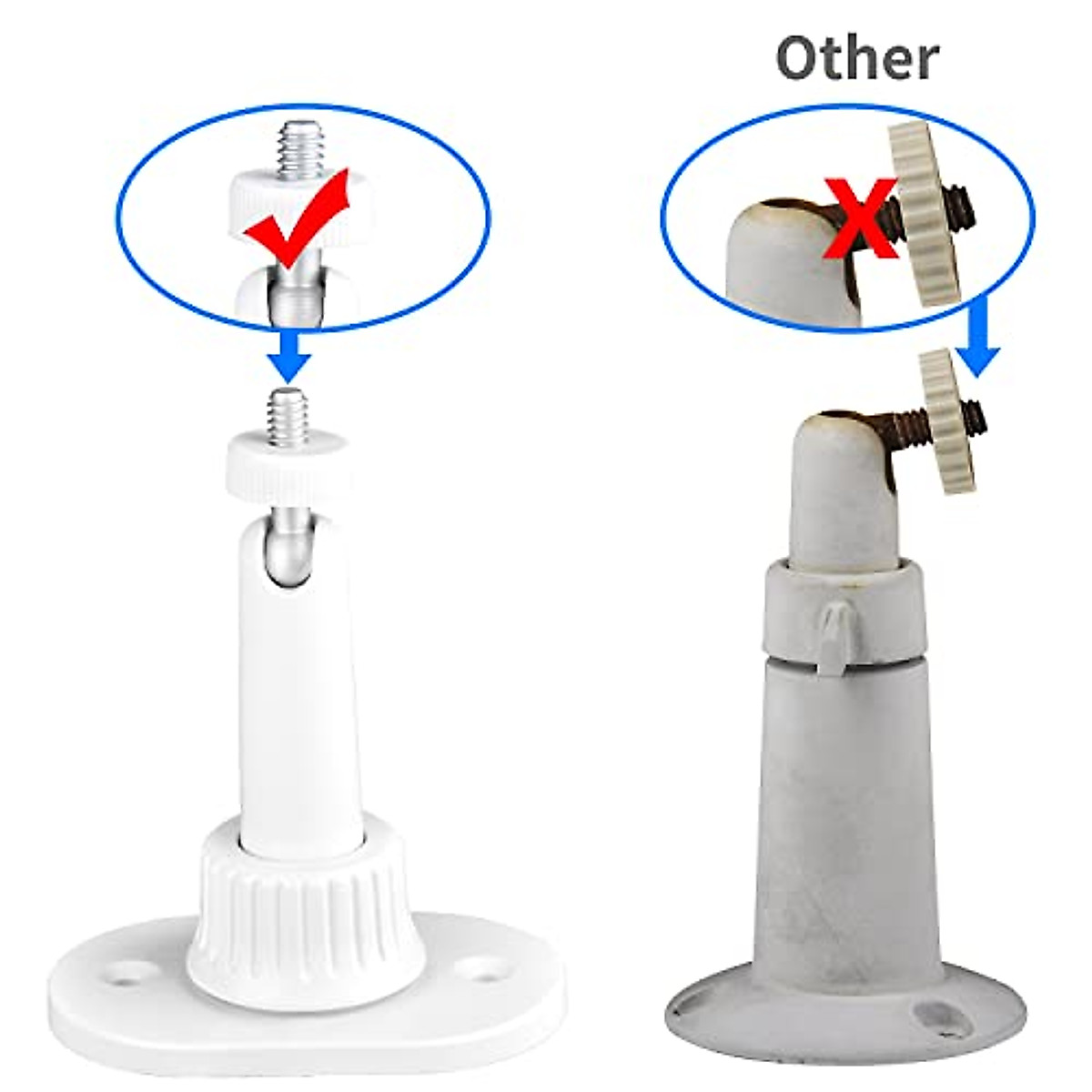 2Pack Strong Adhesive Wall Mount Compatible with Ring Stick Up Cam Wired/Battery and Ring Indoor Cam HD Security Camera,360 Degree Adjustable Mounting Bracket for Camera with 1/4 Screw Head