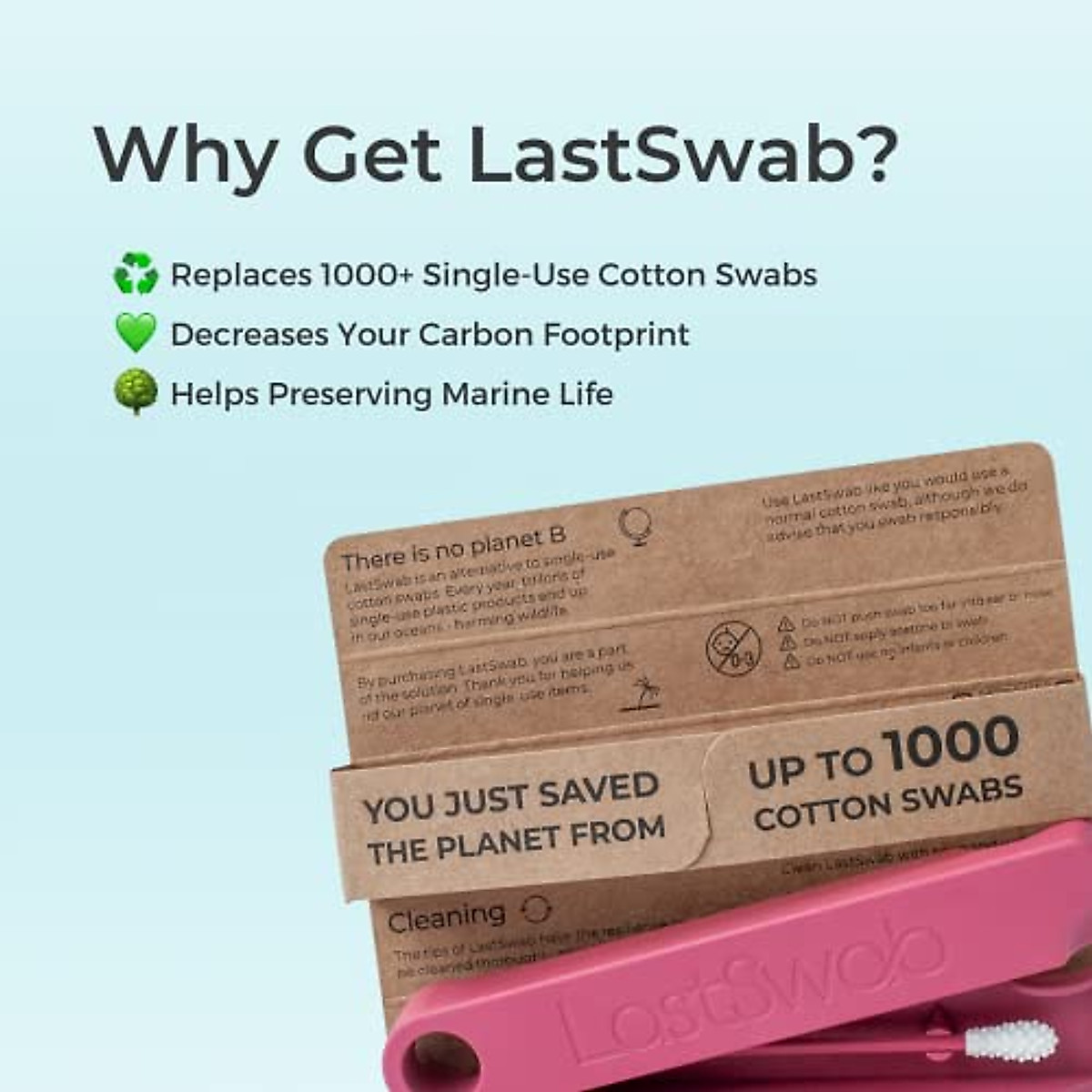 LastSwab® Reusable Cotton Swabs for Ear Cleaning by LastObject® - Eco Friendly Q tips for Ears in Black - 1 Reusable Qtips is equivalent of 1000 common Cotton Swab - Zero Waste Products