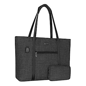 MOSISO USB Port Laptop Tote Bag for Women,Compatible with MacBook Air 15 inch M3 M2/Pro 16 M4 M3 M2 M1,15-15.6 inch Notebook, Work Travel Business Computer Bag with Small Purse, Black