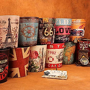 Daliuing Waste Can Creative British Leather Round Trash can for Household use Garbage Waste Basket for Washroom/Bathroom