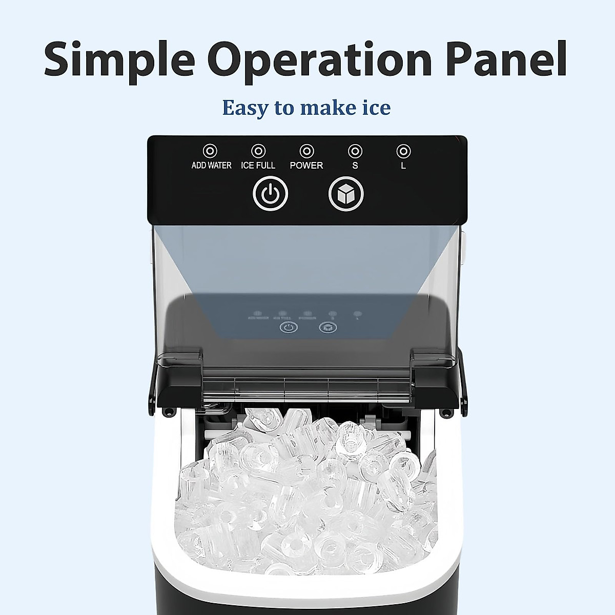 IcyByte Countertop Ice Maker, Fast 9 Cubes Ready in 6 Mins,26.5lbs/24Hrs, 2 Sizes of Bullet Ice, Portable Small Ice Machine with Self-Cleaning, Scoop, and Basket for Home/Kitchen/Camping/Office/Dorm