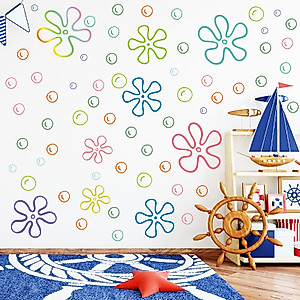 Rotumaty 187 PCS Bikini Flower Bubble Wall Decals Under The Sea Birthday Party Decorations Ocean Wall Stickers Wall Decor for Bathroom Nursery Bedroom Home School Car
