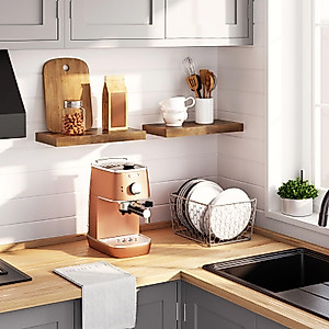 HOOBRO Floating Shelves, Wall Shelf Set of 2, 15.7 inch Hanging Shelf with Invisible Brackets, for Bathroom, Bedroom, Toilet, Kitchen, Office, Living Room Decor, Rustic Brown BF40BJ01