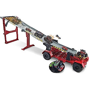 Hot Wheels Monster Trucks Down Hill Race & Go Playset with 1:64 Scale Bone Shaker Toy Truck & 1:64 Scale Toy Car