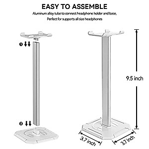 TuparGo Headphone Stand for Desk, Standing Computer Headset Holder,Aluminum Tube Connection and Easy to Assemble ,Suitable for All Over-Ear Headphone (White, Single)