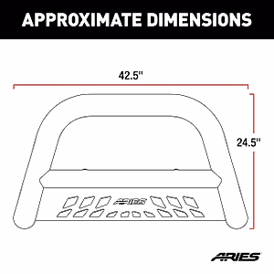 ARIES B35-2002 3-Inch Black Steel Bull Bar, No-Drill, Select Toyota Tacoma