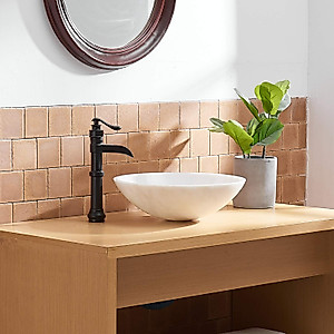 Matte Black Vessel Sink Faucet Waterfall with Pop Up Drain Assembly and Single-Handle Hole Supply Hose Lead-Free Vanity Lavatory Bathroom Faucet Mixer Tap