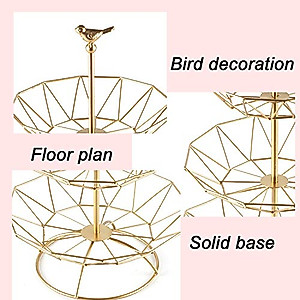 MINIDUO Wrought iron 3 Tier Fruit Tray Fruits Desserts Candy Buffet Plates Serving Tray for Family Dinner Birthday Party Wedding-gold