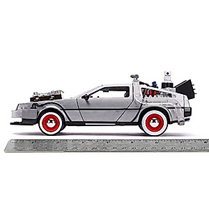 JADA TOYS, Back to The Future Part III: Time Machine with Light-up 1:24 Scale Vehicle, Unisex Adult Silver