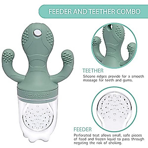 Little Twig Baby Fruit Feeder Pacifier Teether | Baby Food Freezer Tray with Lid | BPA Free Silicone Freezable Teether | Feeding Set for Breast Milk Ice Cubes, Baby Food, Vegetable Fruit Purees