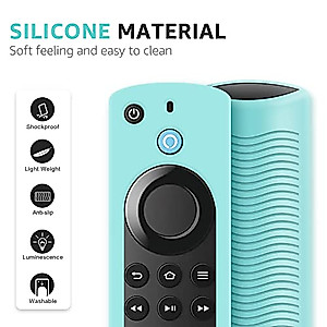 2 Pack Remote Covers Replacement Compatible with Toshiba and Insignia Fire TV Remote, Silicone Sleeve Case Glow in Dark for CTRC1US21 NS-RCFNA-21 Remote Cover (Glow Blue& Glow Green)