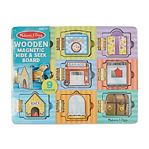 Melissa & Doug Hide and Seek Wooden Activity Board With Magnets Puzzles For Toddlers And Kids Ages 3+