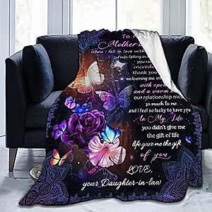 AJIIUSV to My Mother in Law Blanket Quilt for Mom Throw Blankets Mothers Day Blanket Gifts for Mother in Law Gratitude Flannel Blanket Butterfly Birthday Women's Day Gifts 50"x60"