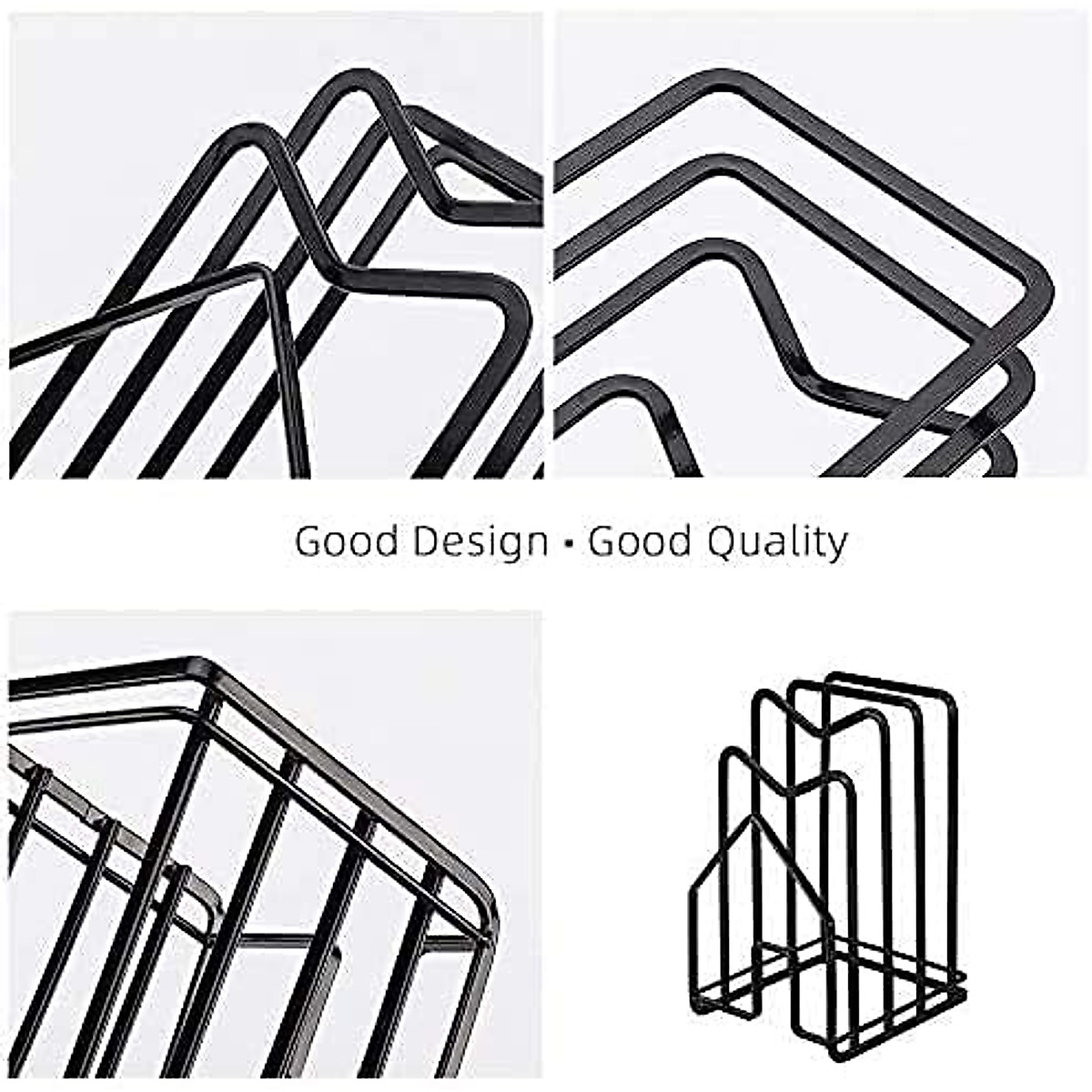 LINFIDITE Cutting Board Holder Chopping Boards Organizer Holder Kitchen Countertop Pot Pan Lids Rack Kitchenware Organizer Flat Steel 4.92 x 5.7 x 8.47 in. Black