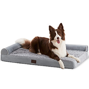 WESTERN HOME Orthopedic Dog Beds Extra Large Sized Dog, Pet Sofa Bed with Removable Washable Cover, Egg Foam Support, Bolster Cushion for Comfortable Sleep, Waterproof Lining and Non-Slip Bottom